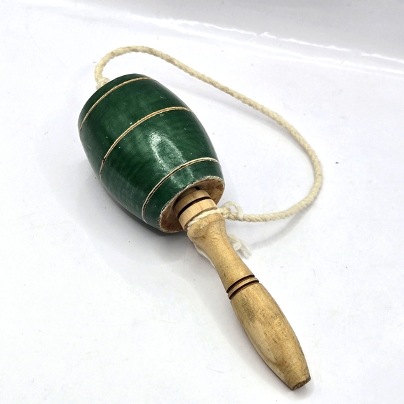 Handmade | Art | Antique Balero Bilboquet Wooden Green Carved Detail ...